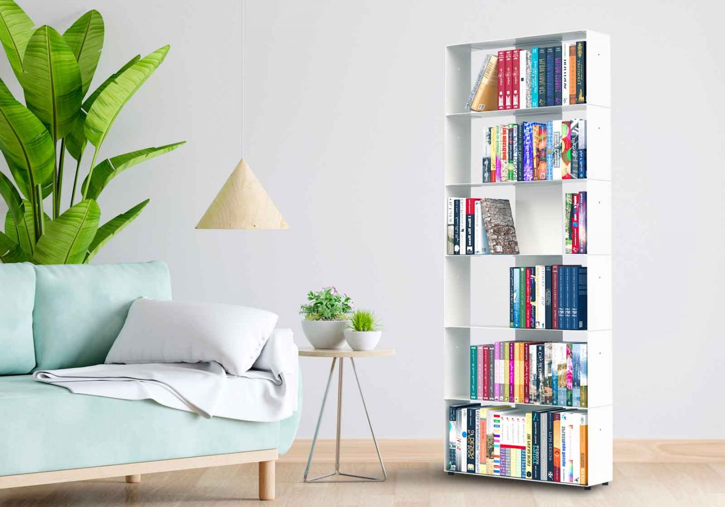 Regalsystem weiß 6 ablagen B60 H150 T15 cm