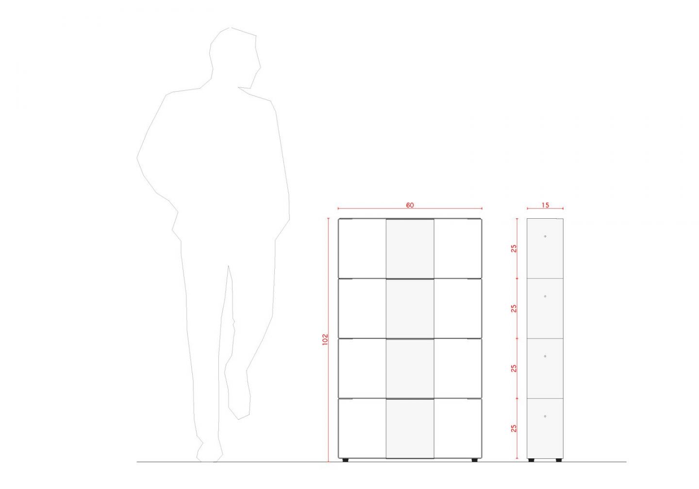 Buy now White Bookcase 60 cm - 4 shelves