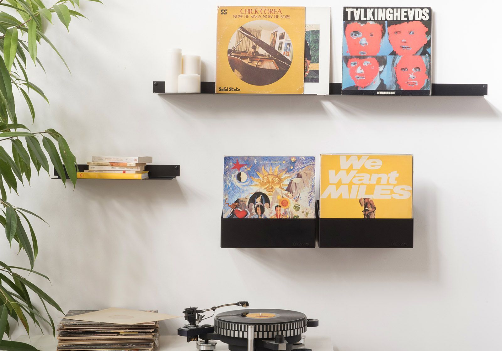 Buy the Vinyl Storage Wall Shelf - Set of 2 - Black